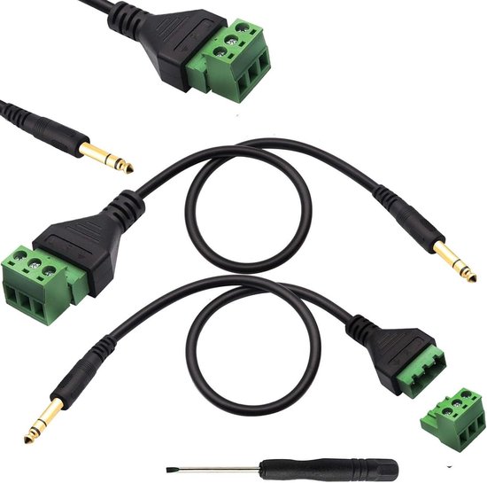 2 stuks 635 mm TRS schroefklemmen verbindingskabel stereo-audiostekker ...