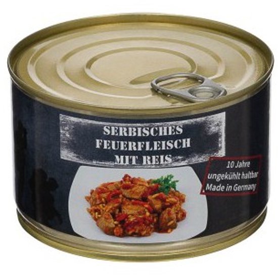 Servisch pittig vlees met rijst in blik. | bol