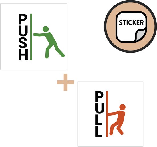Deursticker set | "Pull"/ "Push" | 10 x 10 cm | Wit | Deur Stickers ...