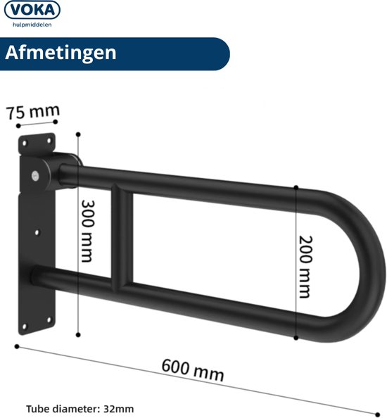 VOKA Opklapbare Toiletbeugel - RVS- Toiletbeugel opklapbaar ...