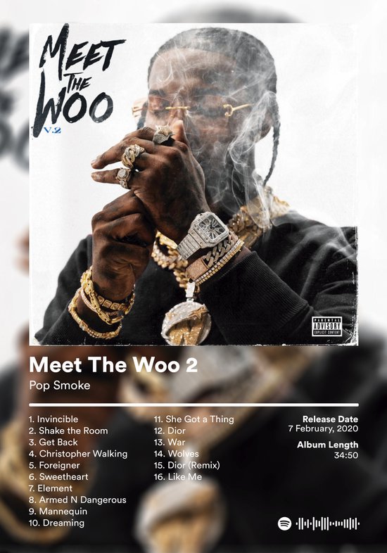 Pop Smoke "Meet The Woo" Album Cover Poster Ingelijst | bol