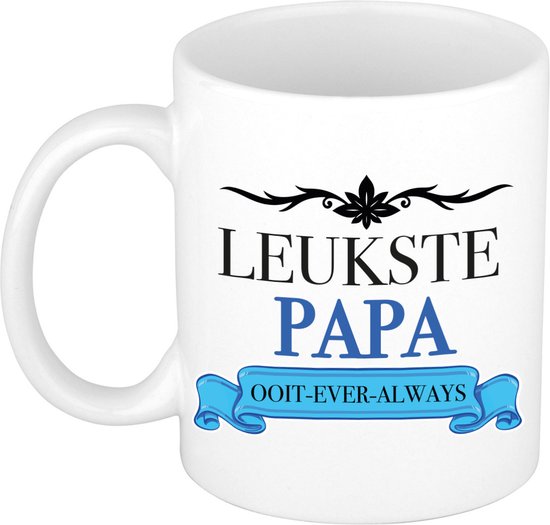 Bellatio Decorations Verjaardag cadeau mok - blauw - leukste papa ooit - 300 ml - Vaderdag | bol