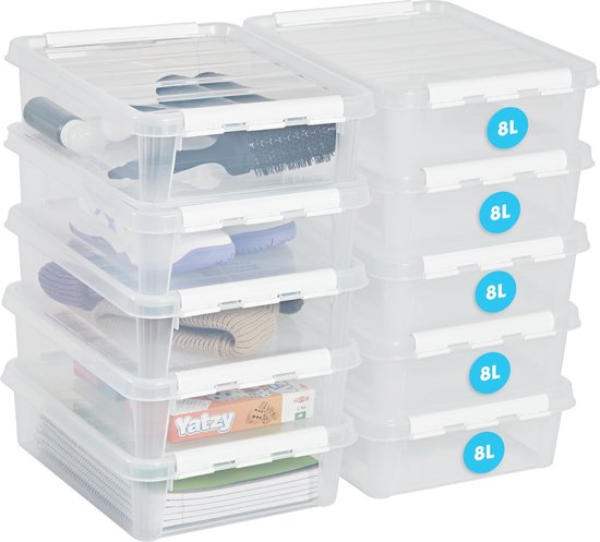 Inovra ® Transparante Stapelbare Opbergdozen Set met Deksel en ...