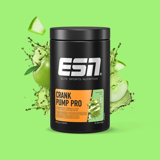 ESN pre-workout CRANK PUMP PRO (450g) smaak: Green Apple | bol