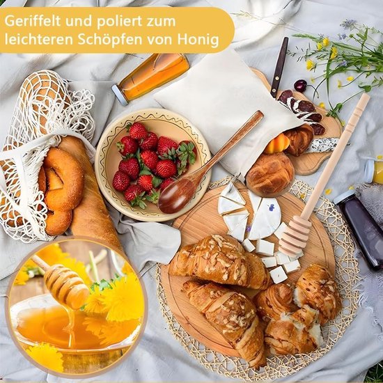 8 stuks houten honinglepels in twee maten - Roerstaafjes van hout voor ...