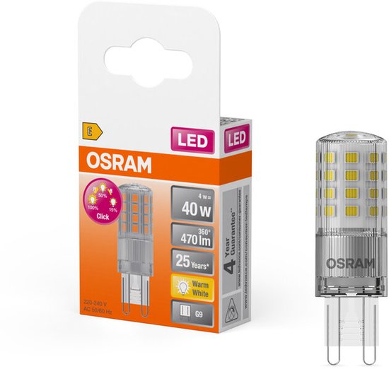 Osram LED Capsule G9 Helder 4W 470lm - 827 Zeer Warm Wit | 3-Staps Dim - Vervangt 40W | bol