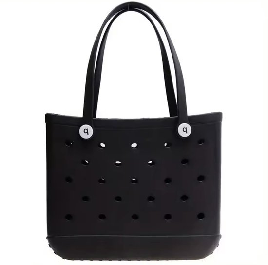 BogTas Groot - Crocs look - Schoudertas - 36 cm - Zwart - Standtas - Handtas - Gym -... | bol