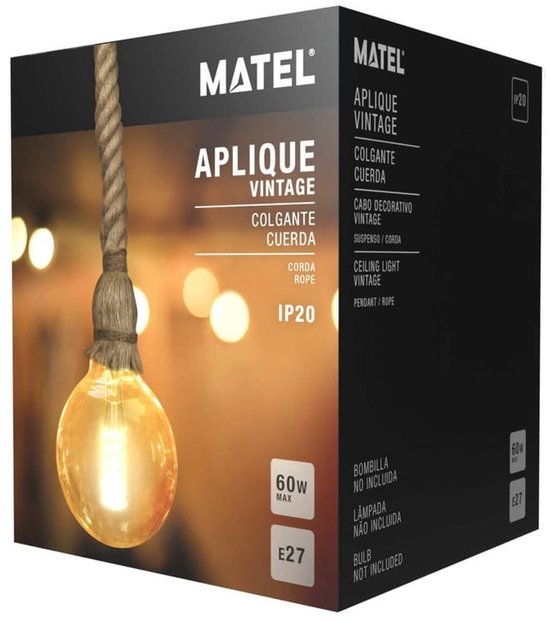 VINTAGE HANGLAMP E-27 - MATEL ROPE 1M - voor 230V aansluiting - Ontwerp ...
