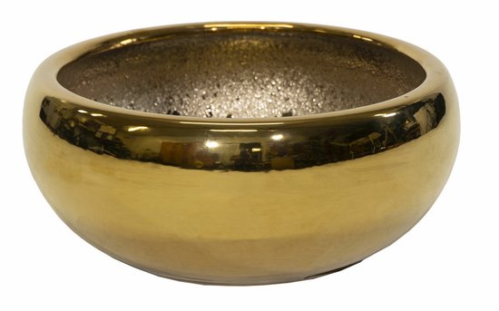 Mega Collections Bloempot/schaal Emperor laag - rond - goud - D33 x H17 ...