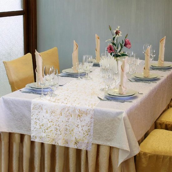 Gouden tafelloper 71 x 395 cm metallic glitter gaas boho tafelkleed ...
