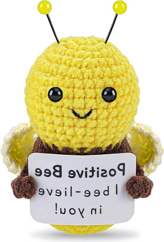 Pocket Hug Positive Bees Crochet Animals Yellow - Crochet Stuffed ...