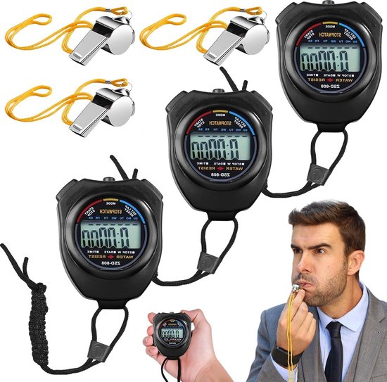 Sportstopwatch timer - 3 stuks waterdichte digitale stopwatch met ...