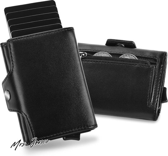 Mrs. Jones Leren portemonnee voor heren met muntvak en RFID-bescherming ...