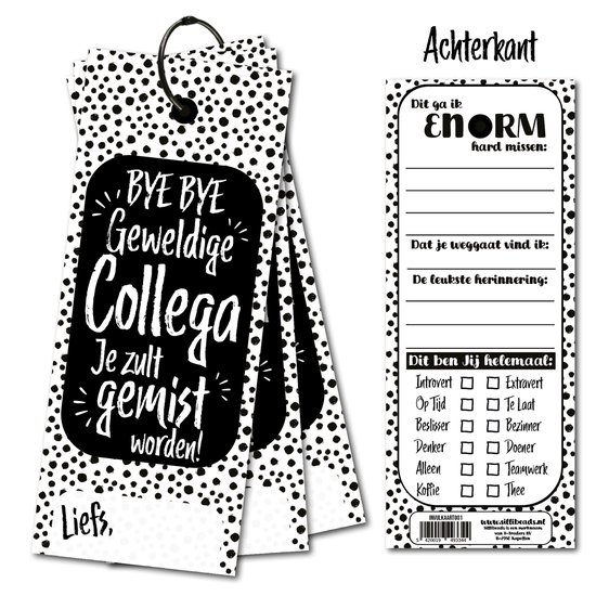 SilliBeads Invulkaarten afscheid collega - Lieve collega invulkaartjes ...