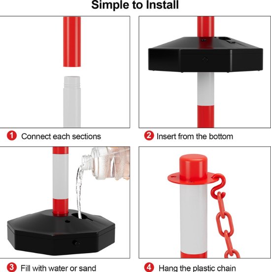 6X Cône d'avertissement Poteau de barrière Support à chaîne Encastré ...