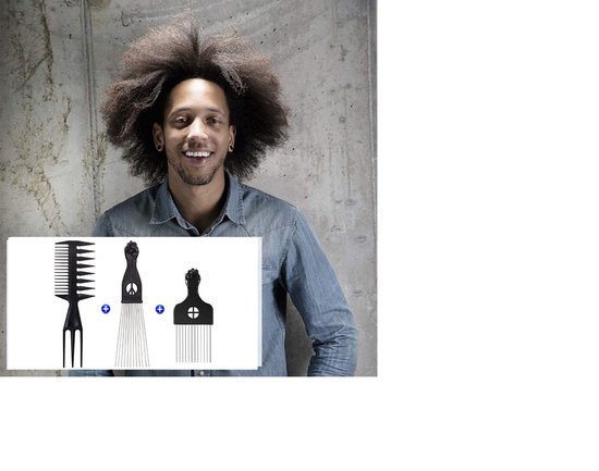 Maxenza Brede 3 Way Kam - Afro Kam - Afro Comb - Afro Pick - Styling Pik Afro Comb -... | bol