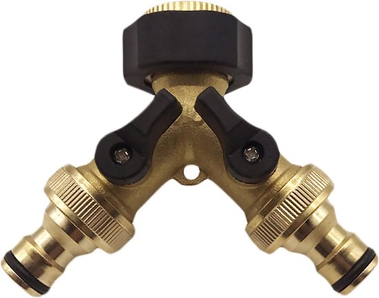 Messing Y-slangconnector 2-weg tuinslang splitter met individuele aan-uit kleppen -... | bol