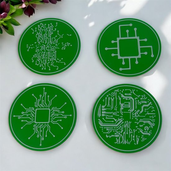 Groene Printplaat Design Onderzetters – 3D-geprint – Uniek en Stijlvol ...