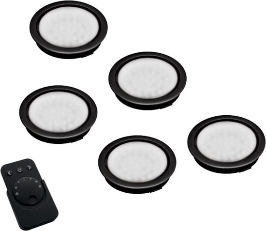 Moonlight Emotion Led set van 5 spots met dimmer inbouw 12V/15W zwart | bol