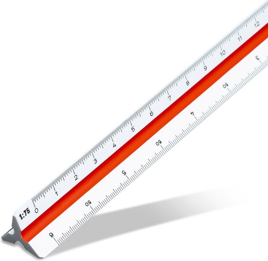 Aristo schaalstok D - lengte 30cm - 1:20 :25: 33 1/3 :50 :75 :100 - wit ...