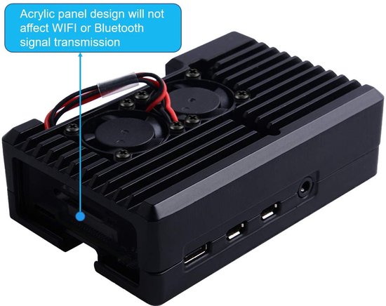 GeeekPi Raspberry Pi 4 Armor Case met Dual Fan, Raspberry Pi 4 Passieve Aluminium Case... | bol
