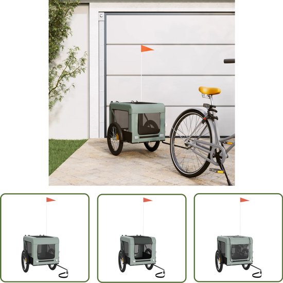 The Living Store Hondenfietstrailer oxfordstof en ijzer grijs en zwart ...