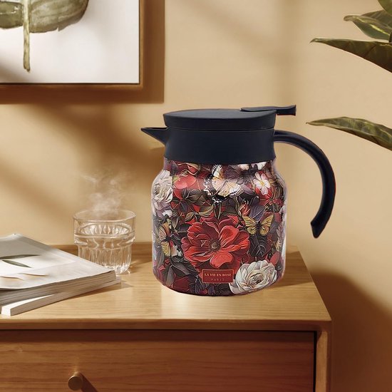 Thermal Tea Pots, Retro Floral Pattern Coffee and Beverage Dispenser ...