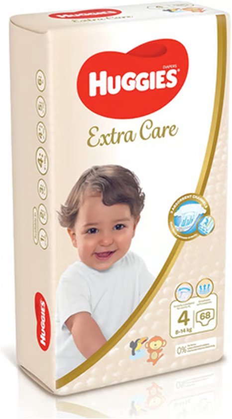 Huggies Extra Care maat 4 8-14 Kg Jumbo Pack White 68 Huggies Extra ...