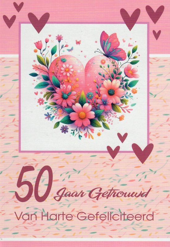 Wenskaart | 10 stuks | 50 jaar getrouwd, van harte gefeliciteerd! | bol