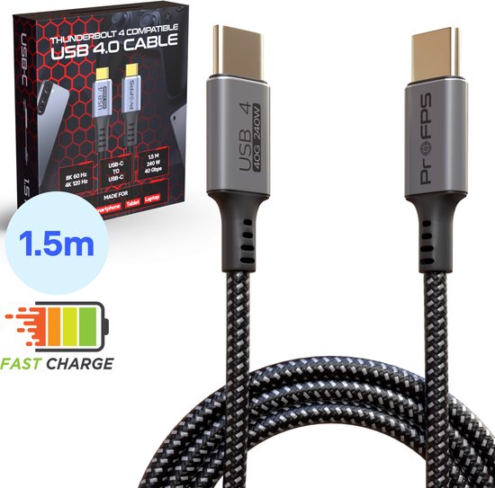ProFPS USB-C naar USB-C Kabel 1.5 Meter geschikt voor PlayStation 5 - USB 4.0... | bol