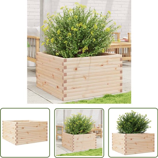 The Living Store Plantenbak 80x80x46 cm massief grenenhout - Plantenbak - Houten... | bol