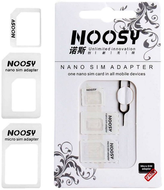 Vodafone Prepaid met €10 beltegoed | inclusief Noosy 3in1 adapter met ...