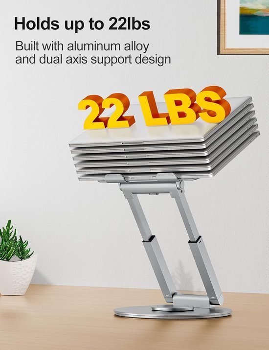 Laptopstandaard, in hoogte verstelbaar, met 360 graden draaibare basis ...
