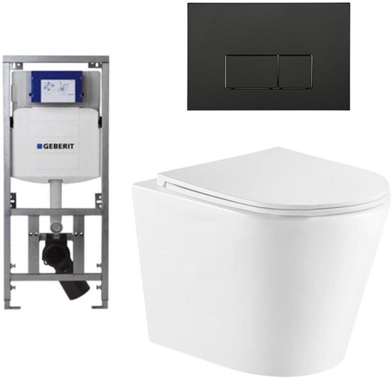 QeramiQ Dely Toiletset - 36.3x51.7cm - diepspoel - rimless - Geberit ...