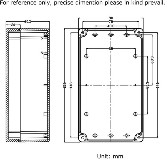 Waterdichte aansluitdoos - IP65 - ideaal voor binnen/buiten - 1 stuk ...