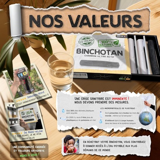 Plantaardig Waterfilter met Actieve Kool Binchotan-stick - Bio x5 ...