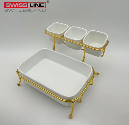 Swiss Line Switzerland - Serveerset - Porselein - Gouden details | bol