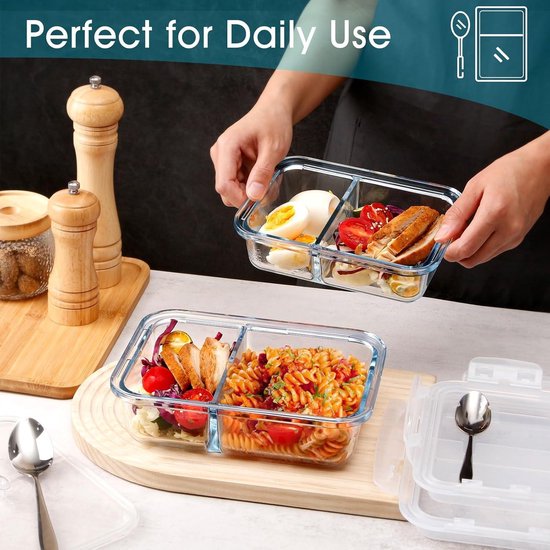 Mrs. Jones 2 vakken vershouddoos glazen kom met deksel NUTRIUPS 06 l ...