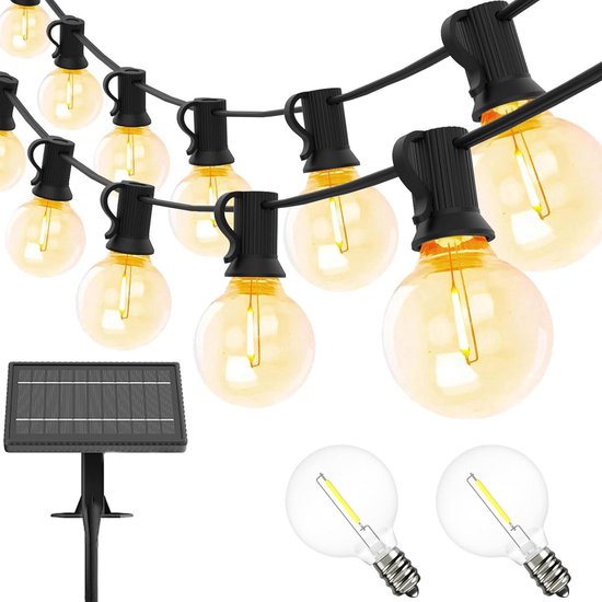 Solar Lichtsnoer voor Buiten - Lichtsnoer op Zonne Energie - 30M - Warm ...