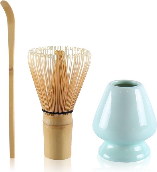 Matcha Broom with Matcha Spoon Whisk Holder Tea Set (Green) | bol