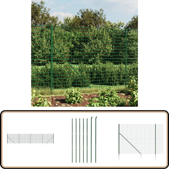 vidaXL Draadgaashek - 1,8x10m - Groen - PVC-coating Draadgaashek ...