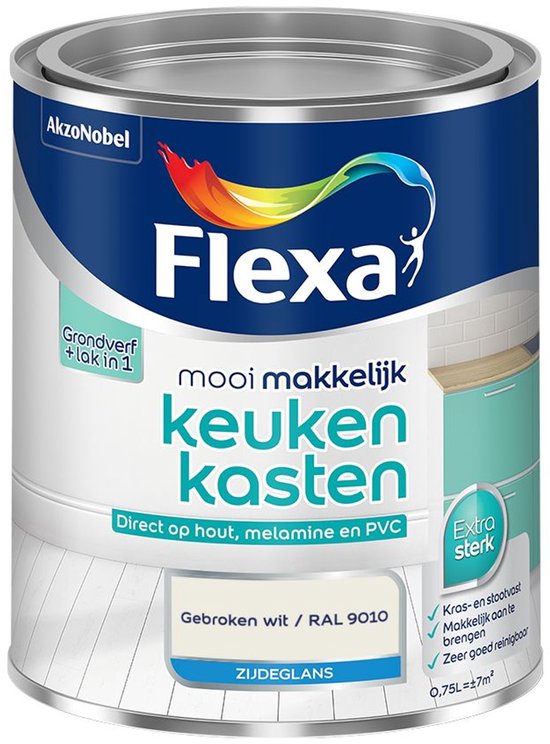 Flexa - Mooi Makkelijk Keukenkasten Zijdeglans - Muurverf - Gebroken ...