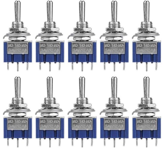 10 Stuks SPDT Rocker Switch ON-OFF-ON 3 Positie 3-Pole 6mm 6A 125VAC | bol