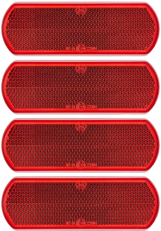 Rechthoekige reflectoren om op te plakken, 4 stuks, rood, 111 x 38 x 10 ...