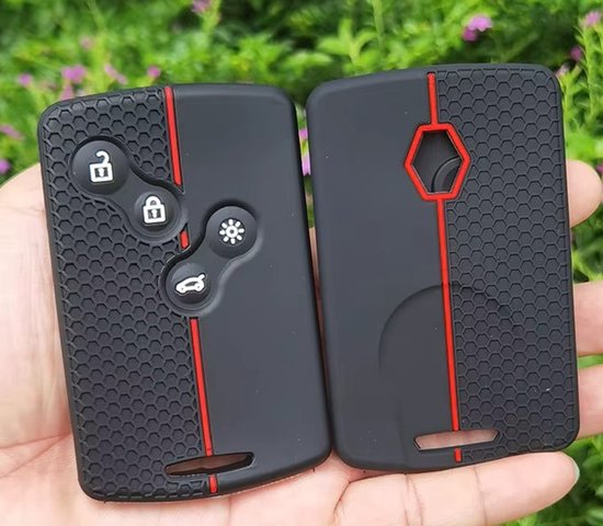 Siliconen Remote Cover Key Case key cover Zwart/Rood voor Renault ...