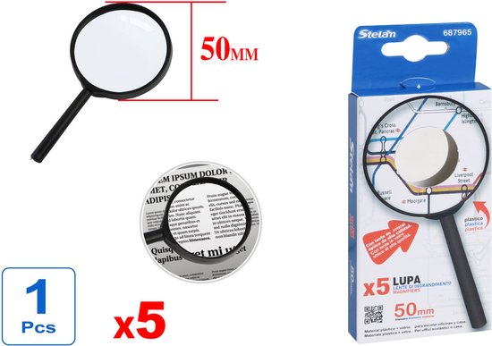 Decopatent - Loep Vergrootglas 50mm - 5x Vergroting - Handloep voor ...