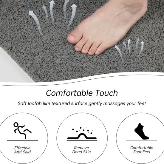 Antislip douchemat, 60 x 60 cm, zachte Loofah anti-schimmel PVC badmat ...