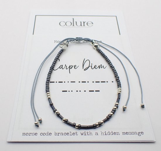 Morse code armband Glanzendgrijs Carpe Diem | bol
