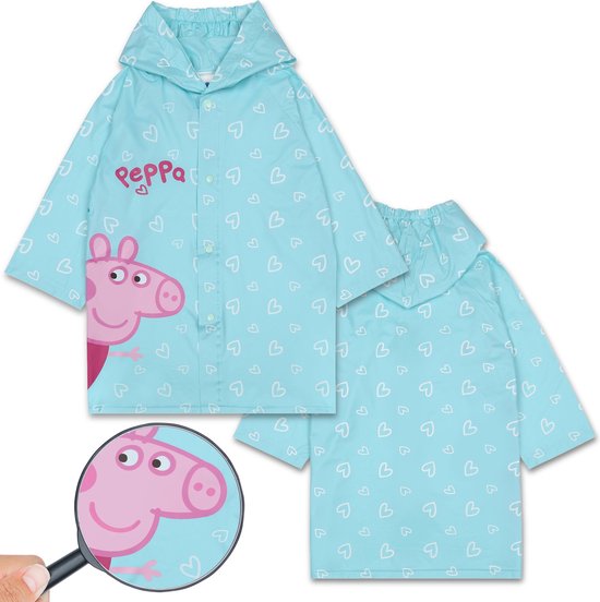Peppa Pig Turquoise regenjas met capuchon, cape voor een meisje | bol