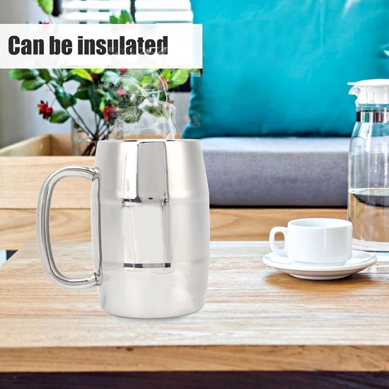 550ML 304 Rvs Dubbelwandige Bier Mok Melk Cup voor Wijn - Bier Mok Mead . | bol